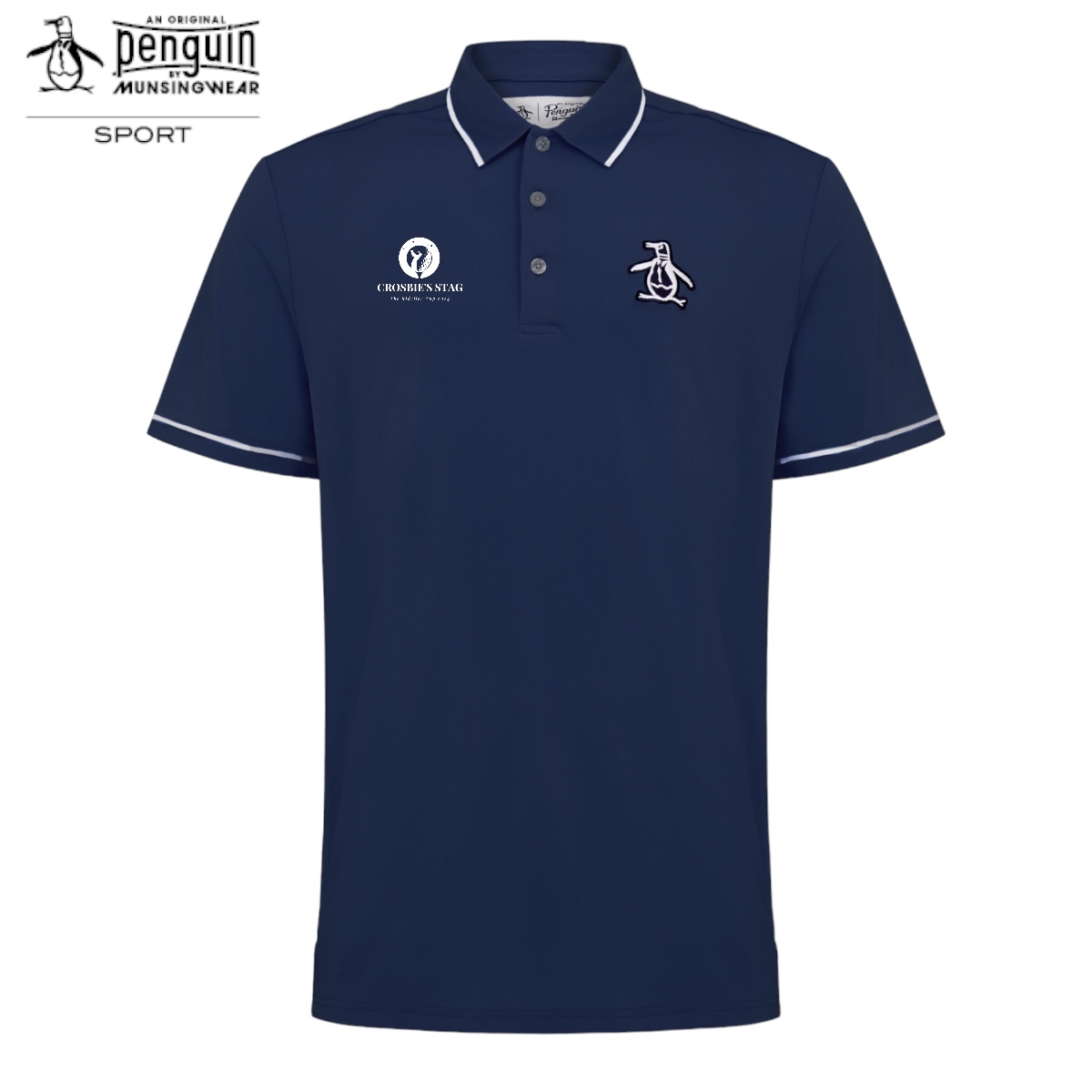 Penguin Heritage Piped polo with Custom Embroidery