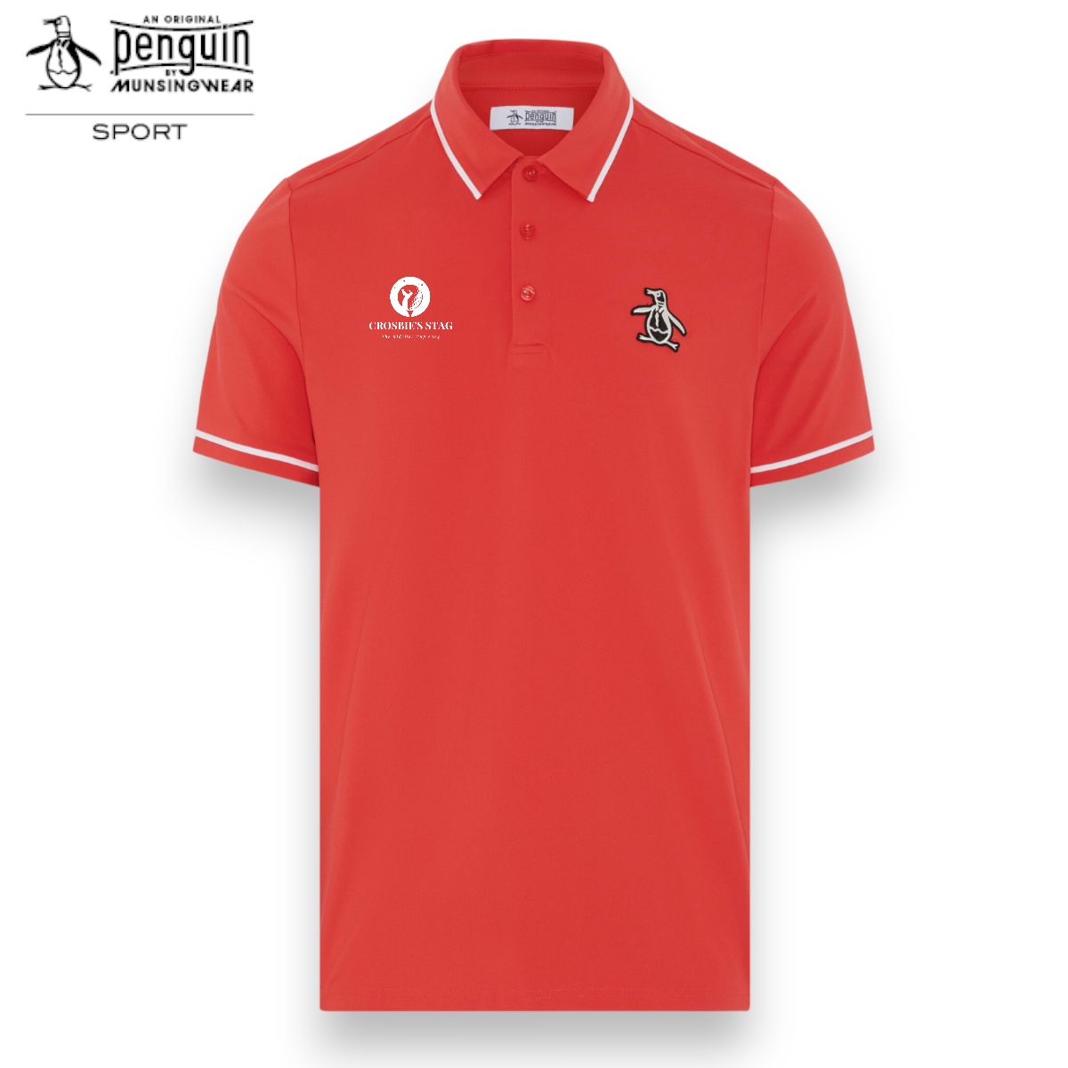 Penguin Heritage Piped polo with Custom Embroidery
